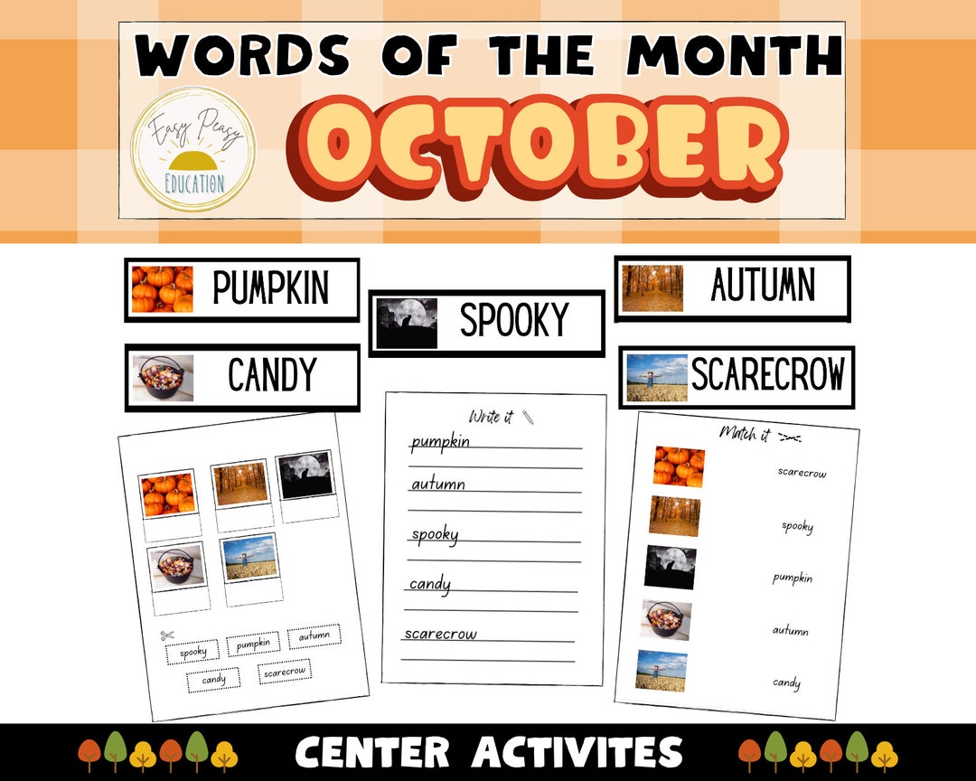 October Words of the Month | Word Wall | Fall Activity | Halloween ...