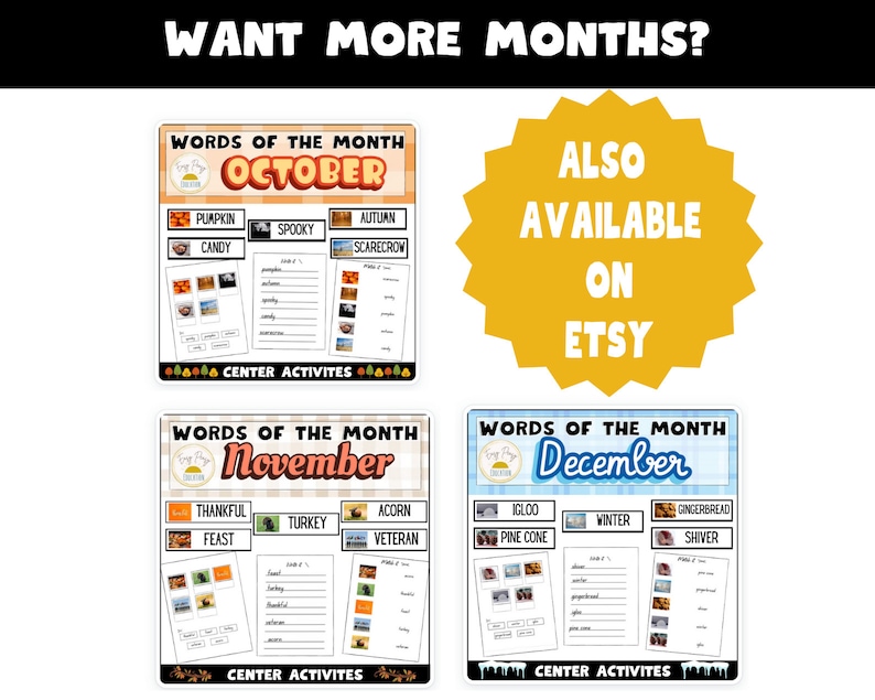 November Words of the Month | Word Wall | Fall Activity | Thanksgiving ...