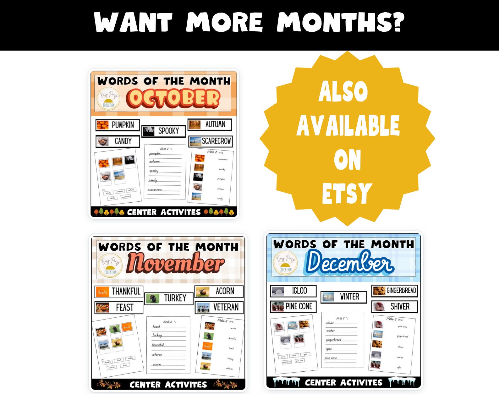 November Words of the Month | Word Wall | Fall Activity | Thanksgiving ...