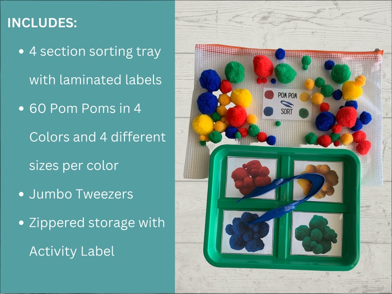 Pom Pom Sorting Fine Motor Task With Color Sorting - Etsy