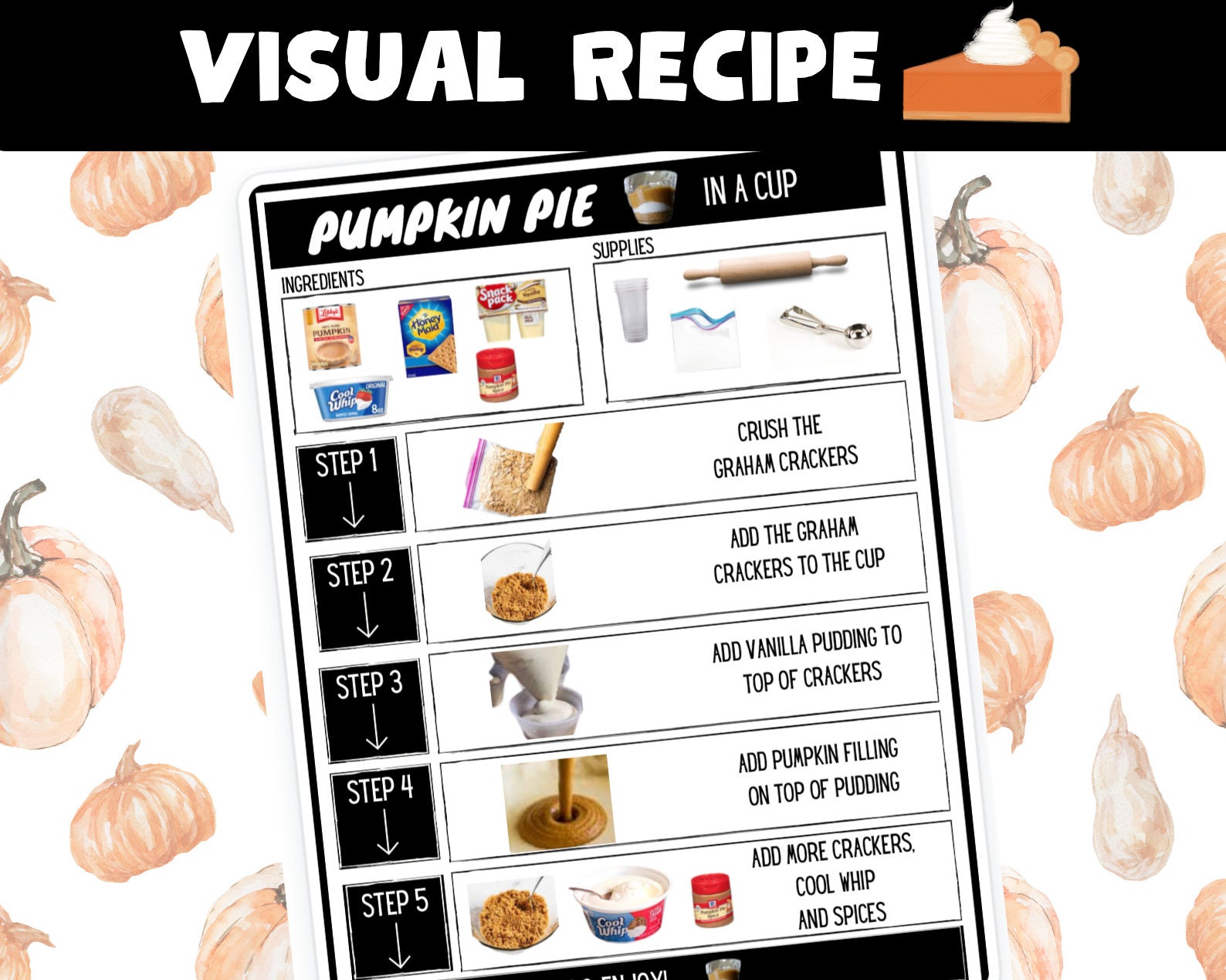 VISUAL RECIPE : Pumpkin Pie in a Cup | Special Education | Life Skills ...