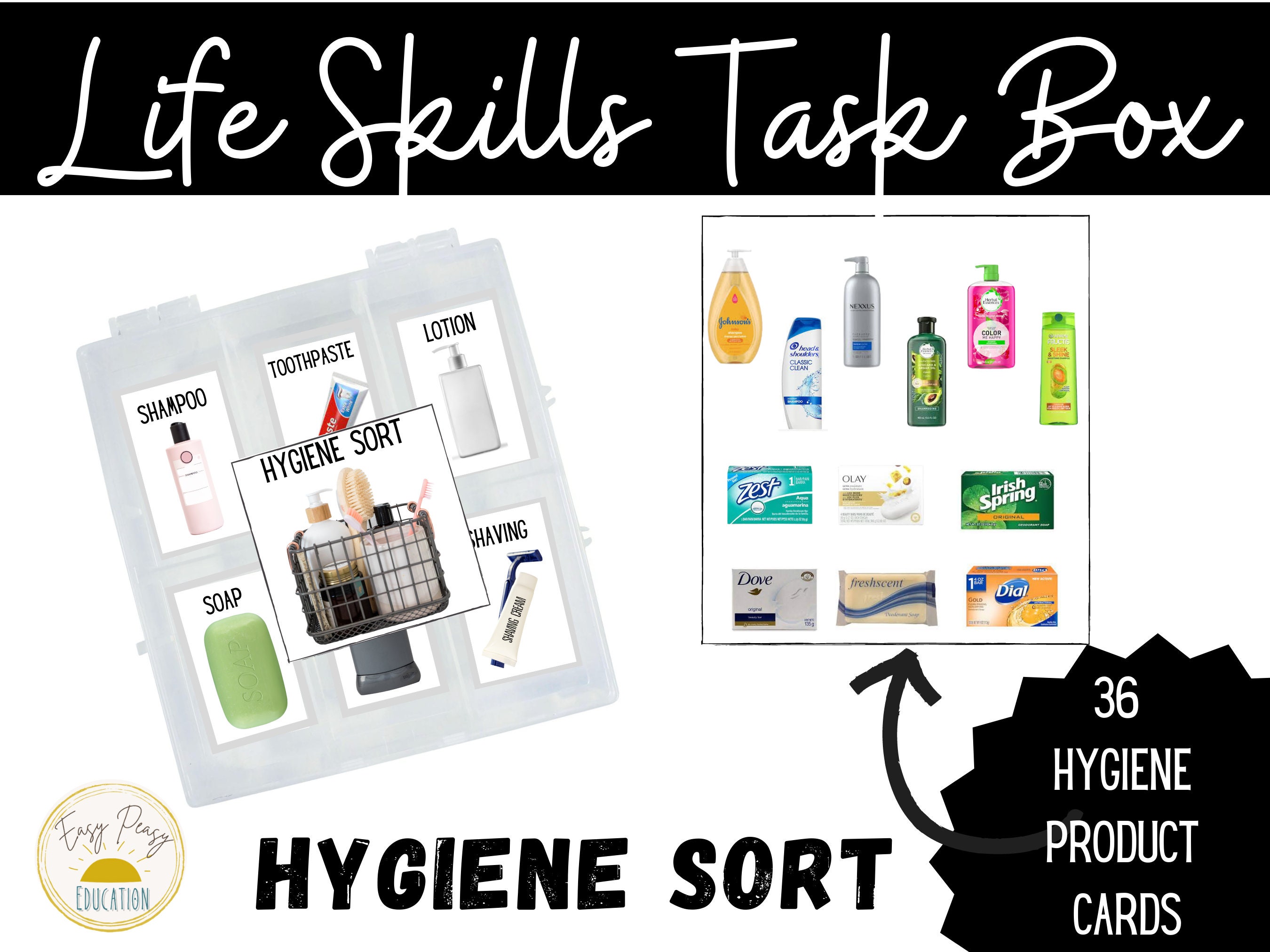 Special Education Task Box | Life Skills Task Box | Sort the Hygiene ...