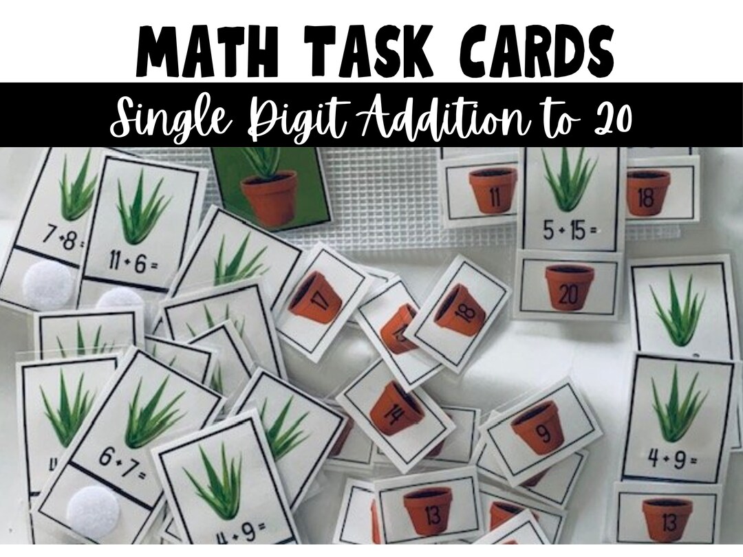 Math Task Cards | Single Digit | Addition to 20 | BOHO Theme Math ...