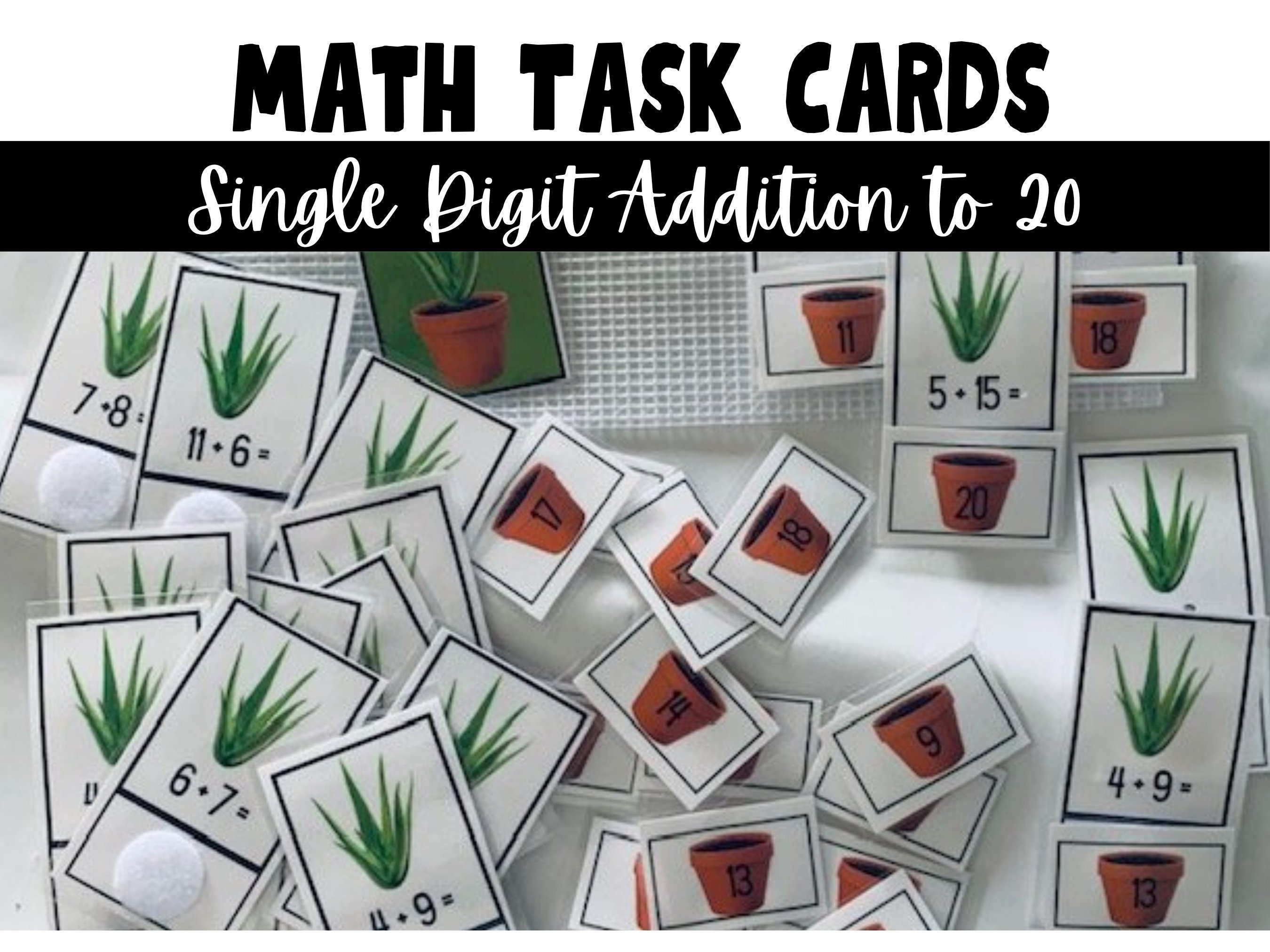 Math Task Cards | Single Digit | Addition to 20 | BOHO Theme Math ...