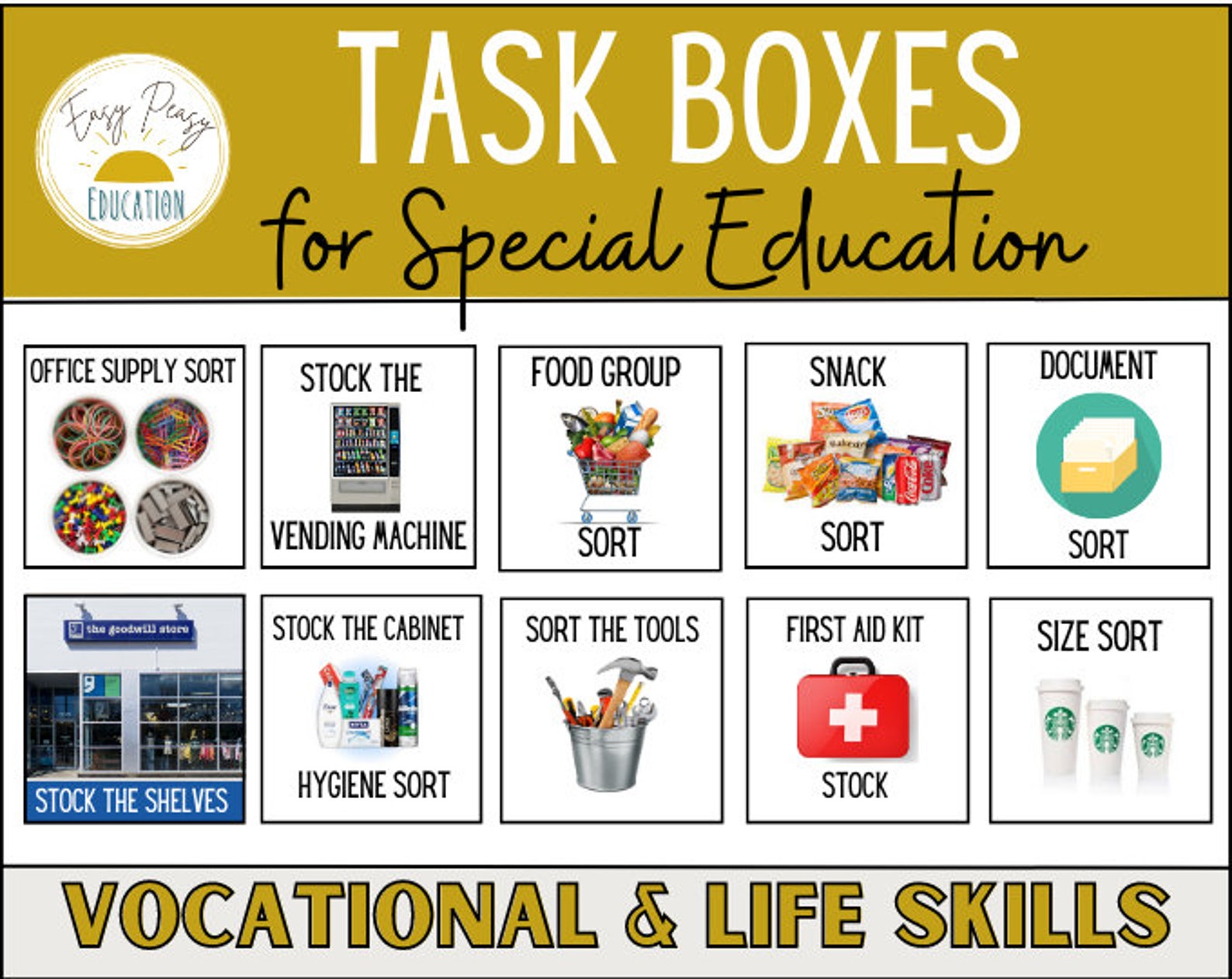 Special Education Task Box 6 Box DIY BUNDLE Life Skills & - Etsy
