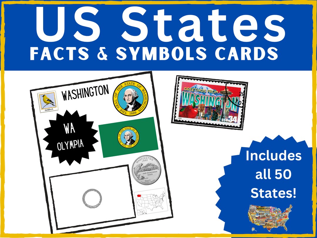 United States Fact Cards US States and Capitals 50 States - Etsy