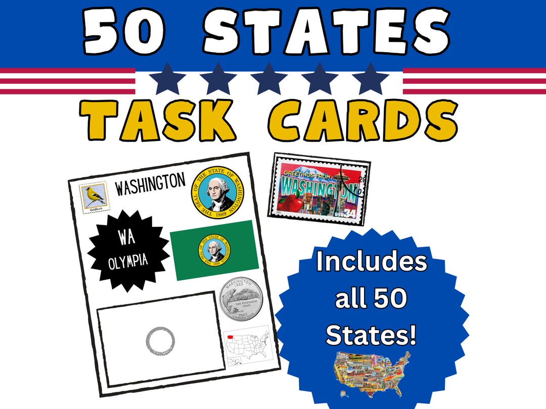 United States Fact Cards | US States and Capitals | 50 States | State ...