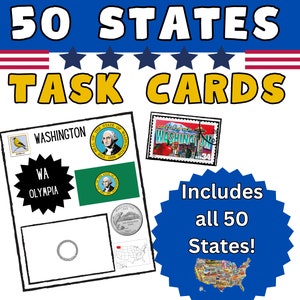 United States Fact Cards | US States and Capitals | 50 States | State ...