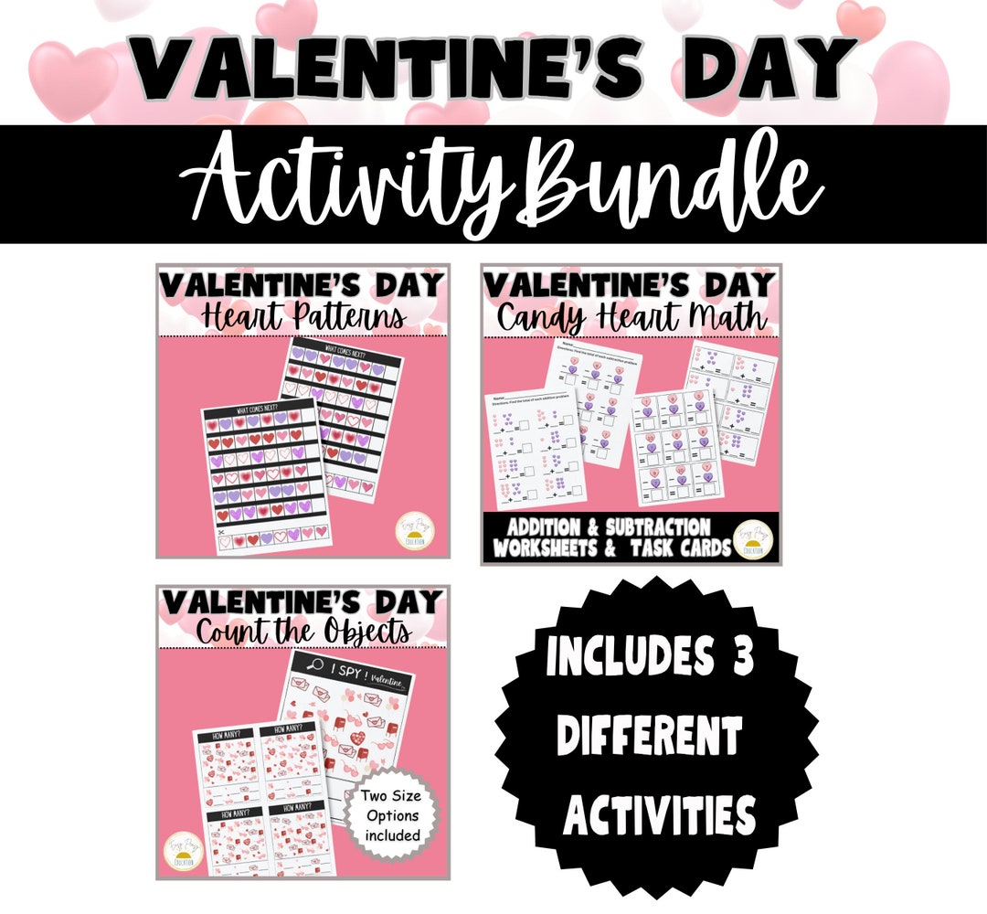 Valentine Pack- Heart Patterns, I SPY Valentine Objects, Candy Heart ...