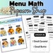 Menu Math Task Cards for Special Education Centers and Life Skills ...