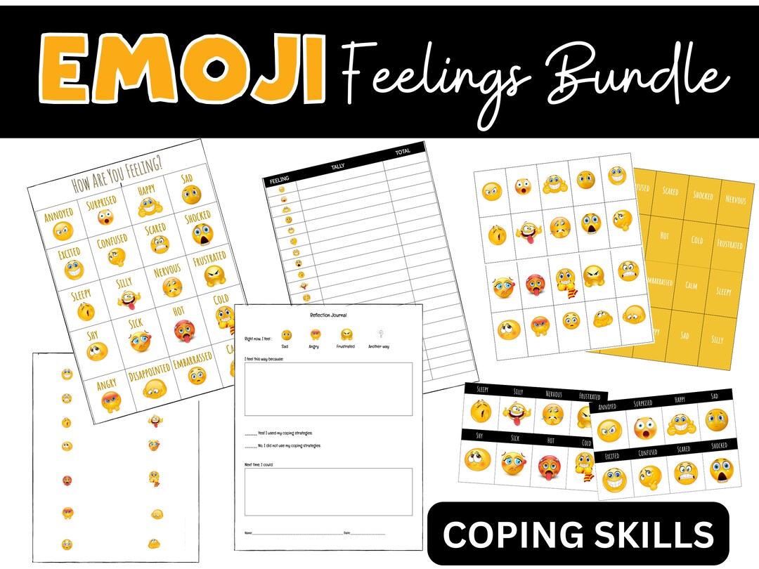 Coping Skills Bundle Emoji Game SEL Social Emotional - Etsy