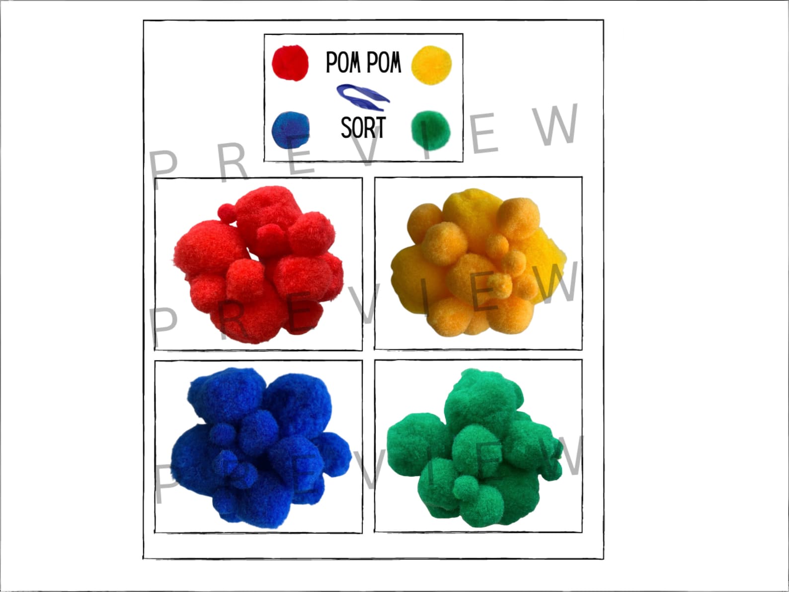 Pom Pom Sorting Fine Motor Task With Color Sorting - Etsy