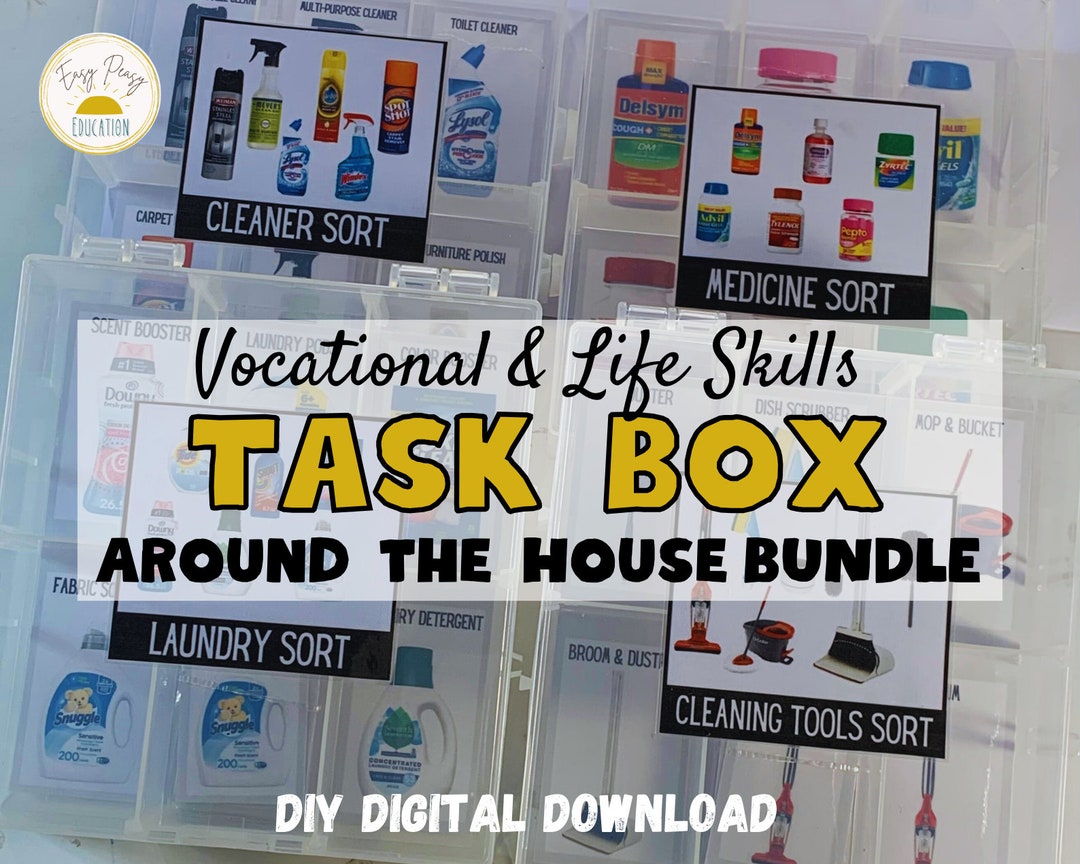 Task Box Bundle: Around the House DIY Task Box | Life Skills Task Box ...
