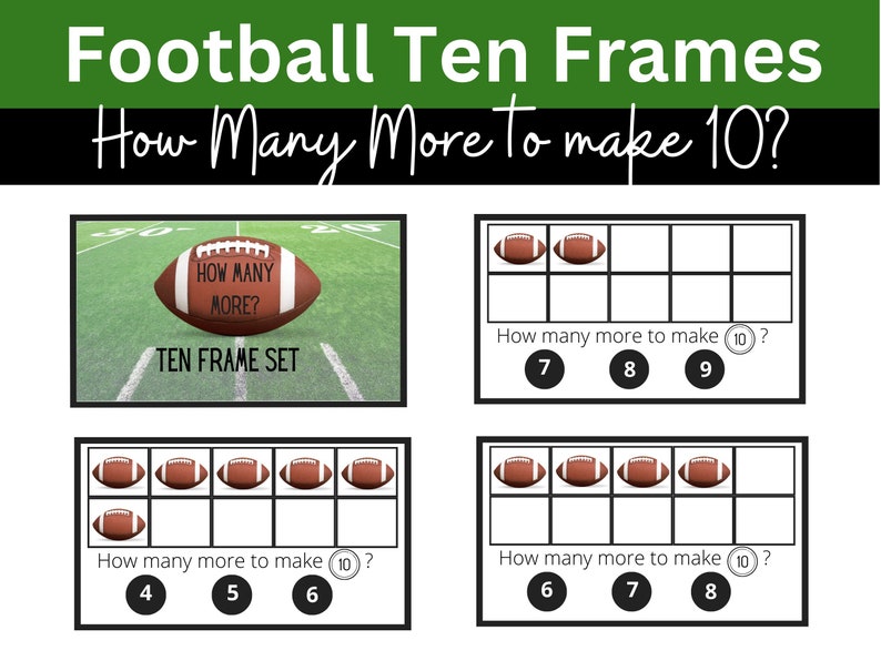 Football Making Ten Ten Frames Set How Many More to Make - Etsy