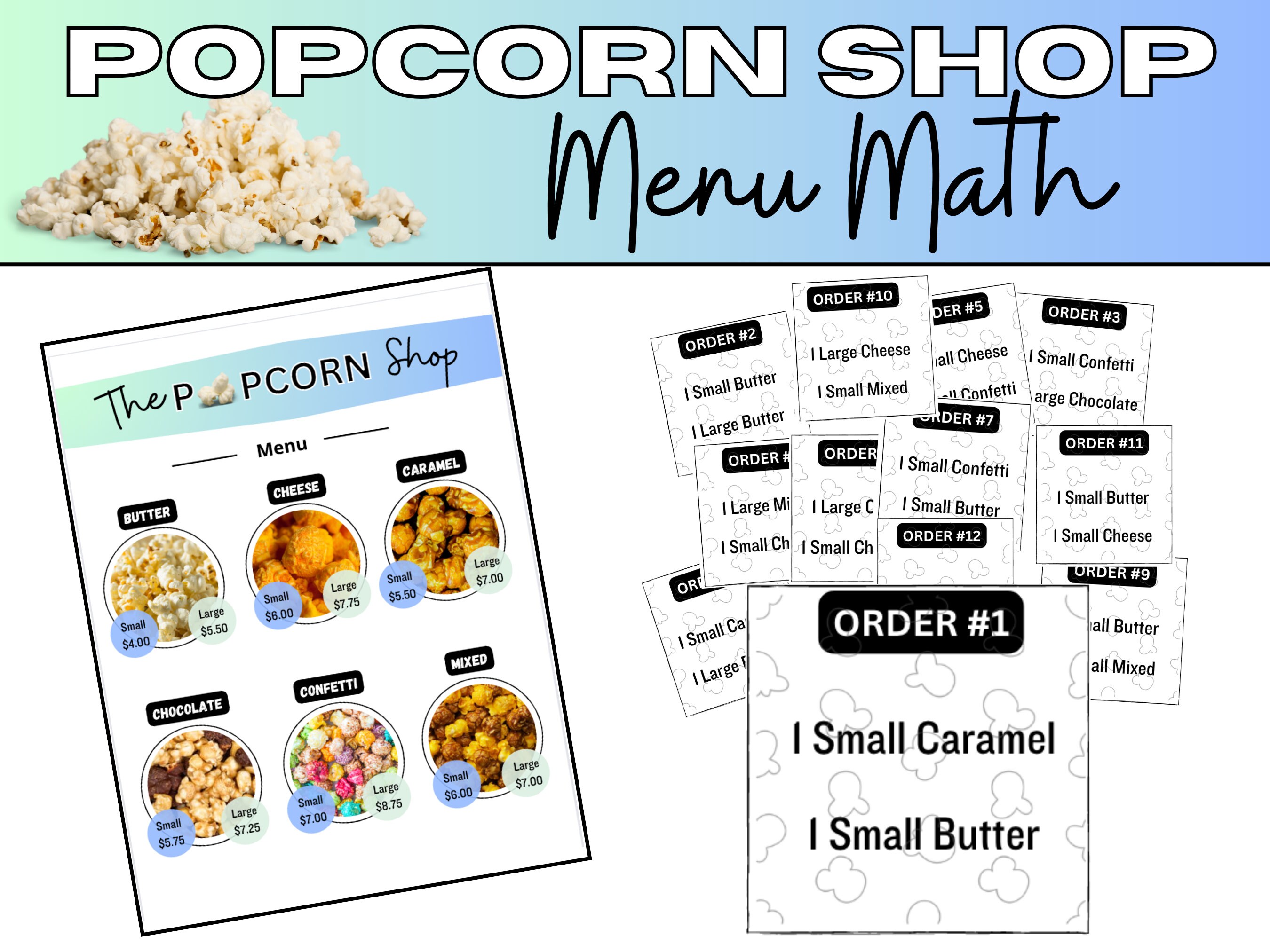 Menu Math Task Cards for Special Education Centers and Life - Etsy