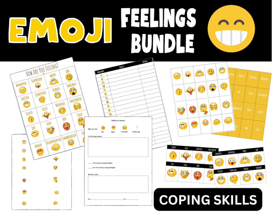 Coping Skills Bundle Emoji Game SEL Social Emotional - Etsy