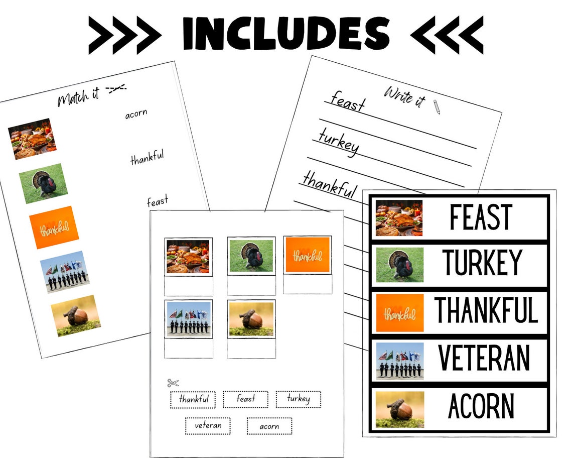 November Words of the Month Word Wall Fall Activity Thanksgiving ...