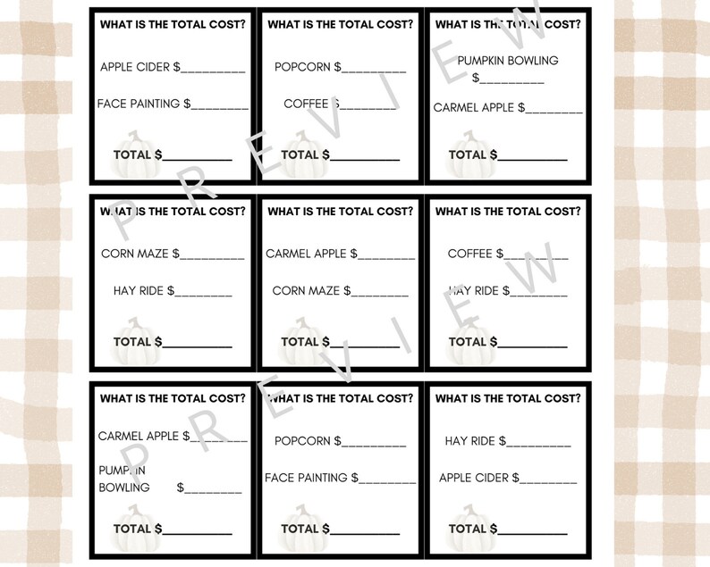 Menu Math | Money Task Cards | Fall Themed Math Activity | Pumpkin ...