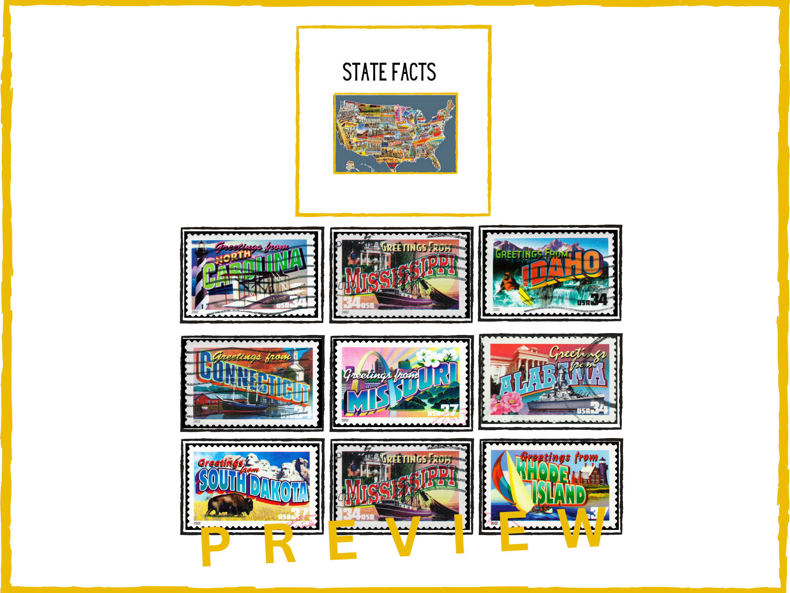 United States Fact Cards | US States and Capitals | 50 States | State ...