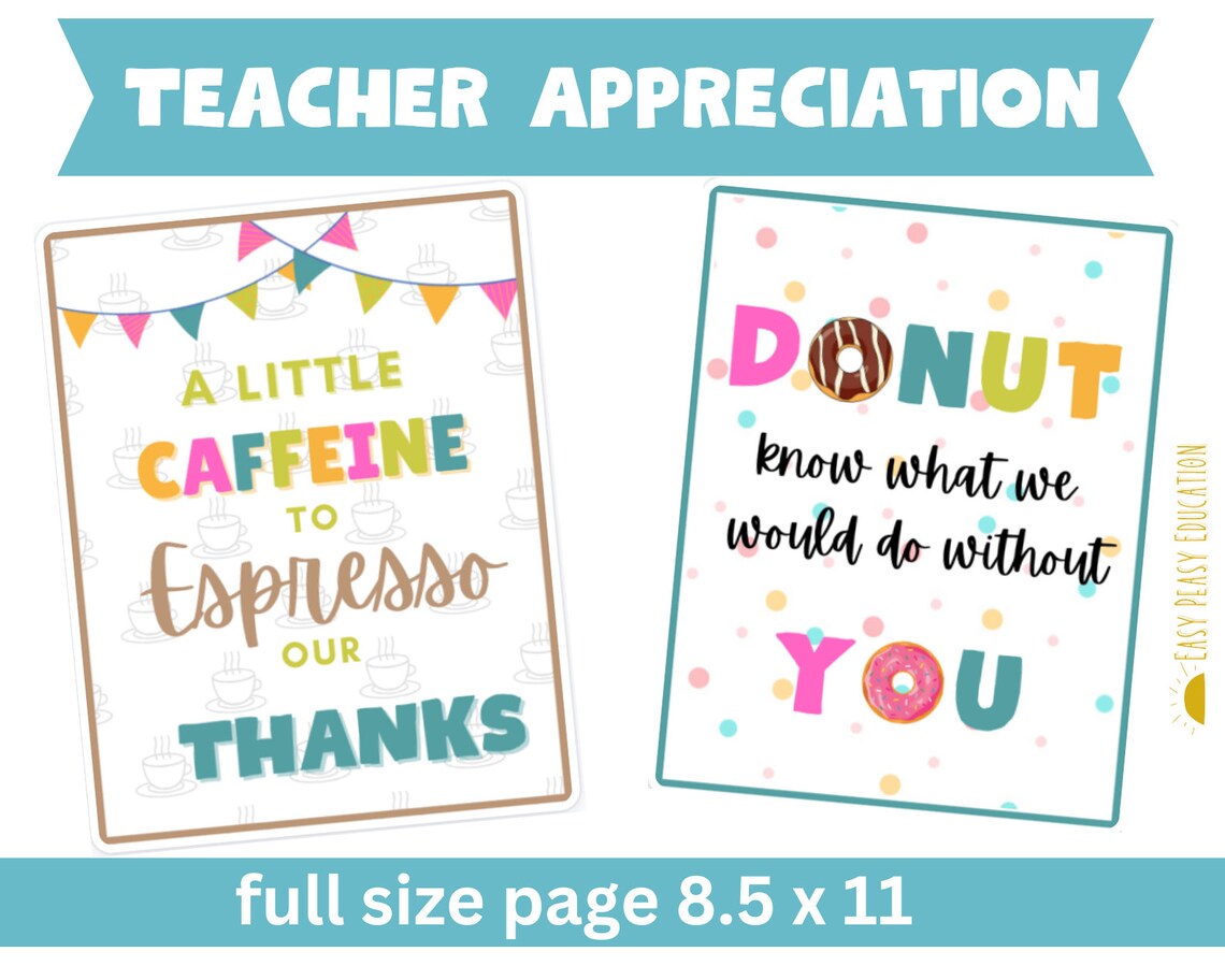 Teacher Appreciation Week Printable Poster, Thank You Teacher Gift Tag ...