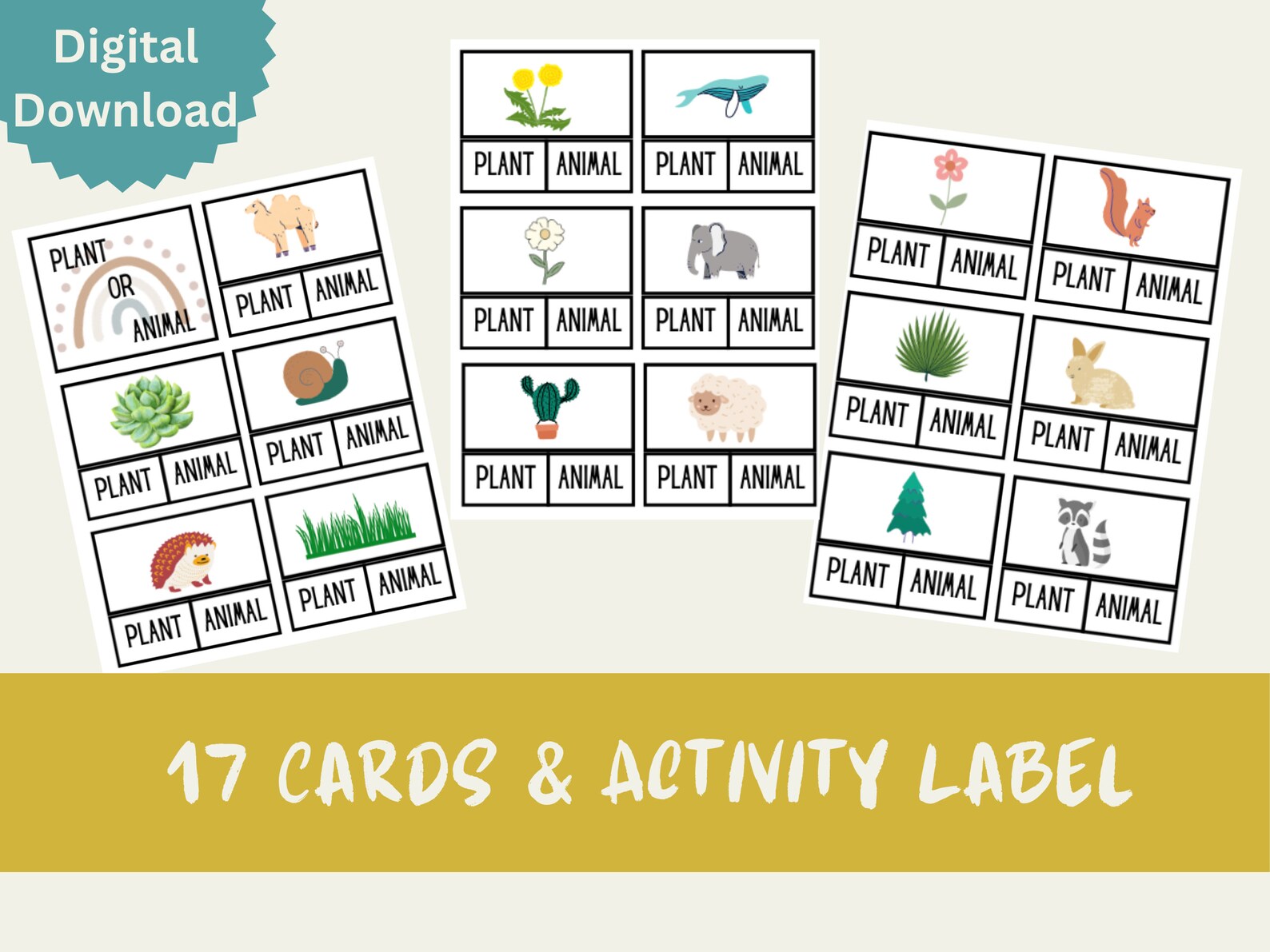 Plant or Animal Task Cards | Clip Cards for Science | Habitat Sorting ...