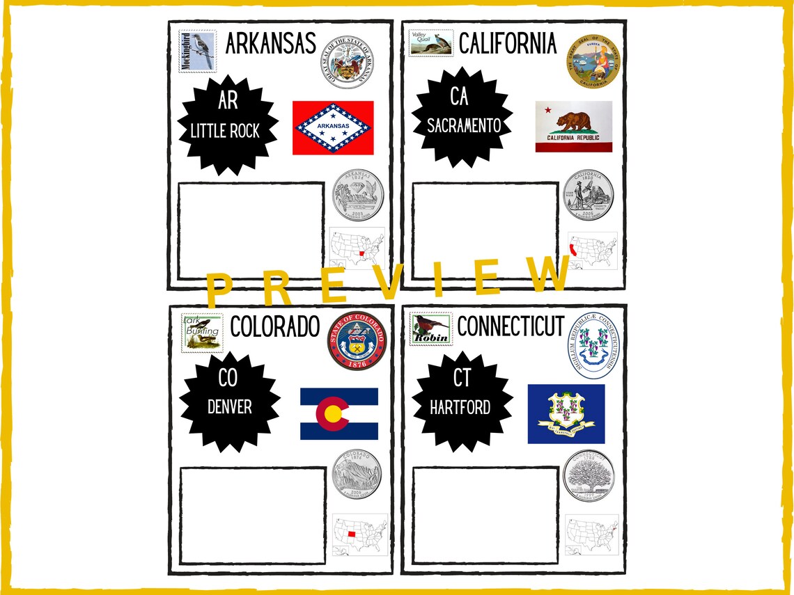 United States Fact Cards | US States and Capitals | 50 States | State ...