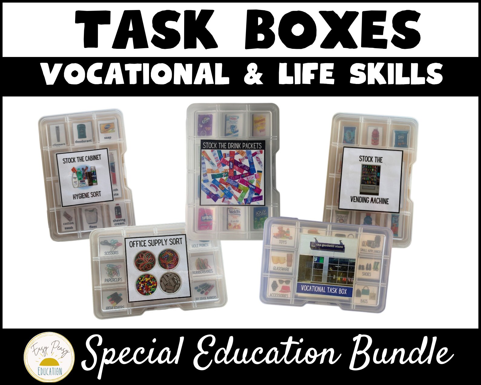 Task Boxes | Special Education Life Skills Activity | Vocational Work ...