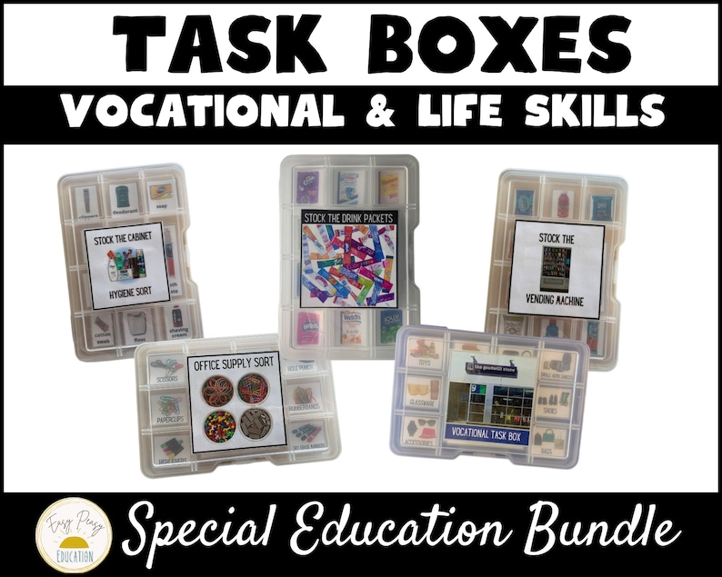 Task Boxes | Special Education Life Skills Activity | Vocational Work ...