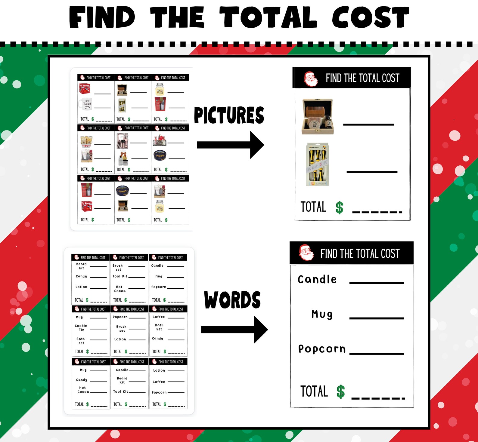 Christmas Shopping Math Activity, Vocational Math, Money Activity for ...