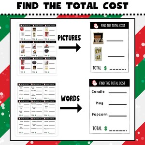Christmas Shopping Math Activity, Vocational Math, Money Activity for ...