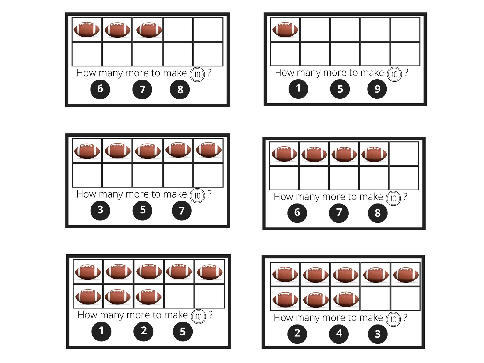 Football Making Ten | Ten Frames Set | How Many More to Make 10 ...