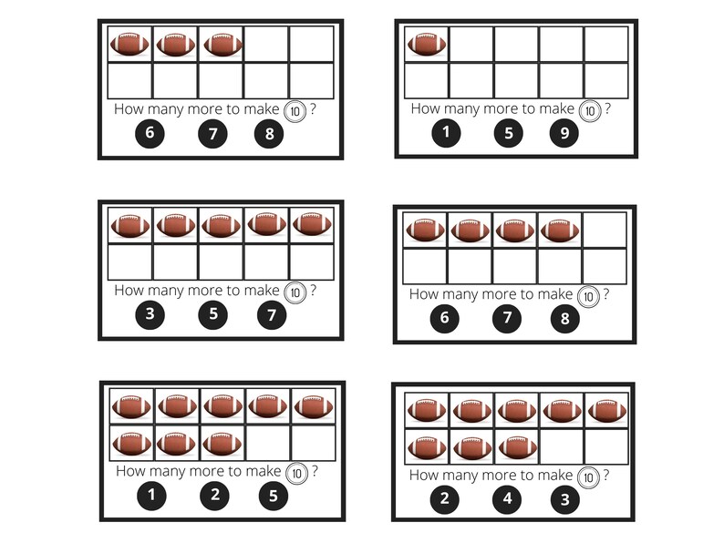 Football Making Ten | Ten Frames Set | How Many More to Make 10 ...