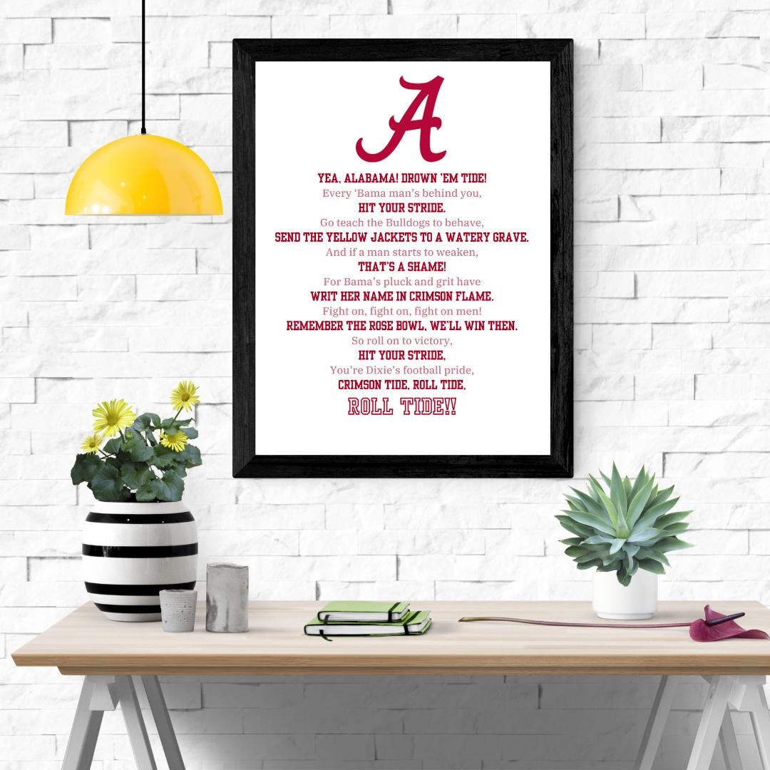 Alabama University Fight Song Roll Tide Poster Print Simple - Etsy
