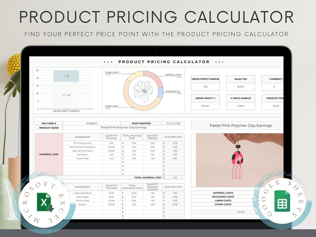 Pricing Calculator for Small Business Google Sheets Excel Business ...