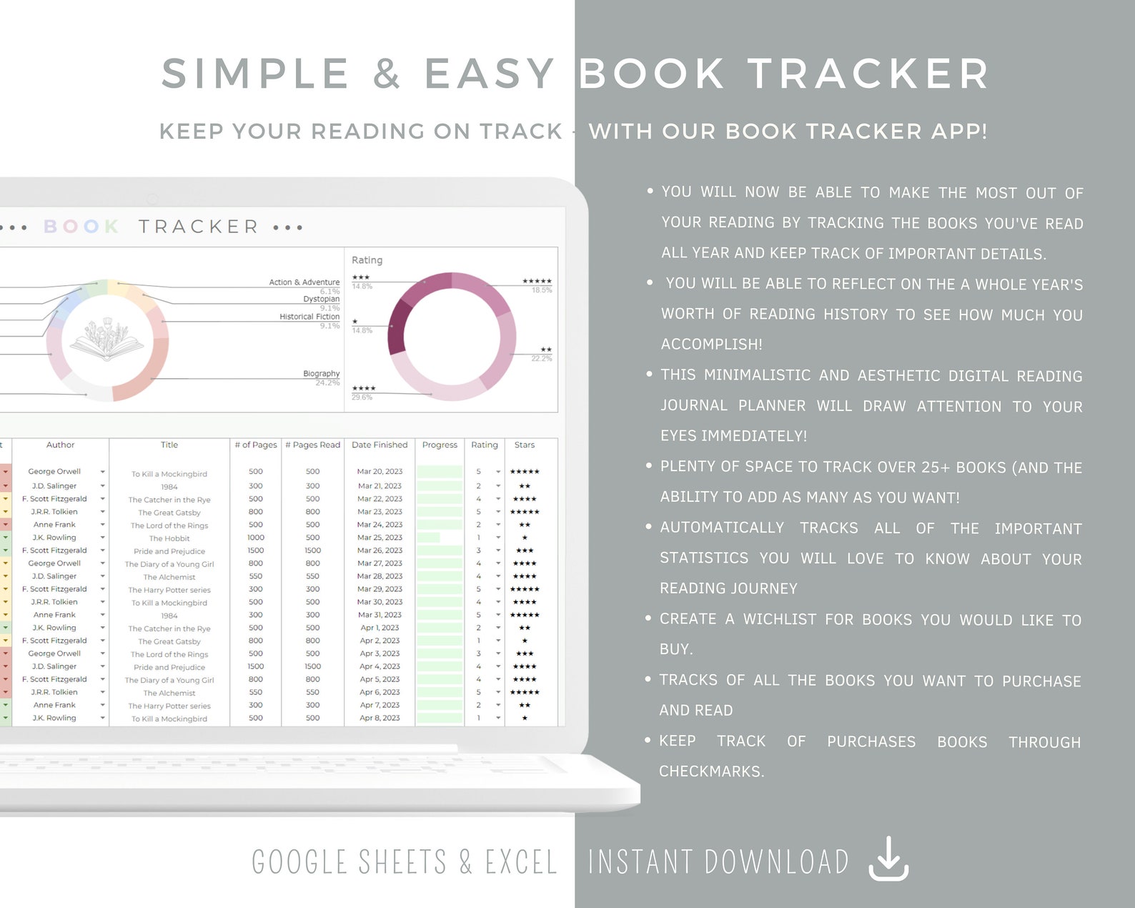 Reading Tracker, Ultimate Book Tracker Template, Track Your Reading ...