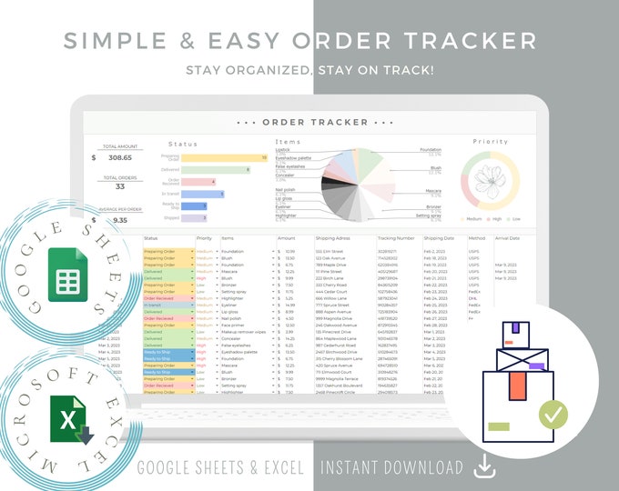Order Tracker | Small Business Bookkeeping | Sales Tracker | Revenue ...
