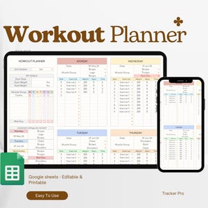 Workout Planner for Google Sheets, Fitness Spreadsheets, Weight Loss ...