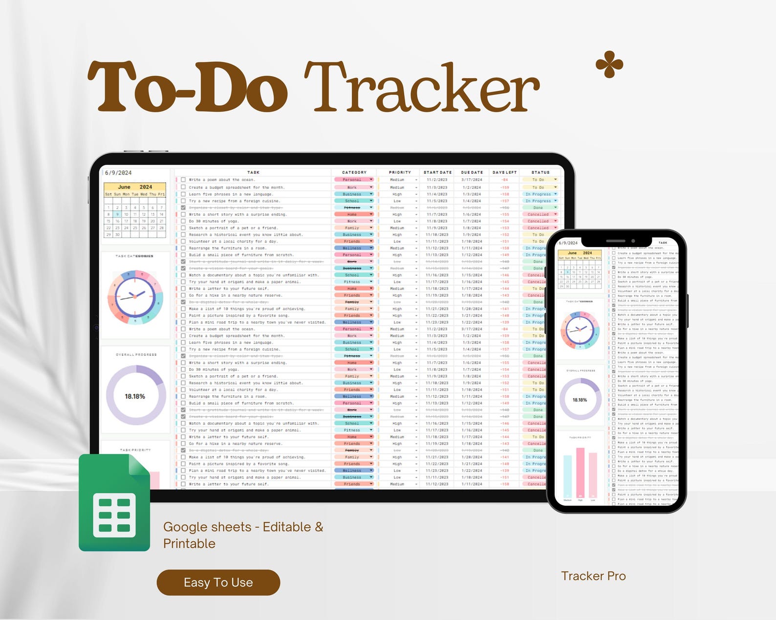To Do List Google Sheets, to Do List Spreadsheet, to Do List Template, to Do List Digital, to Do ...