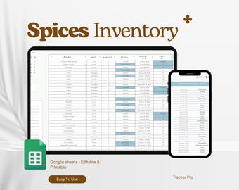 Spices Inventory List, Pantry Inventory Spreadsheet, Spice Inventory ...