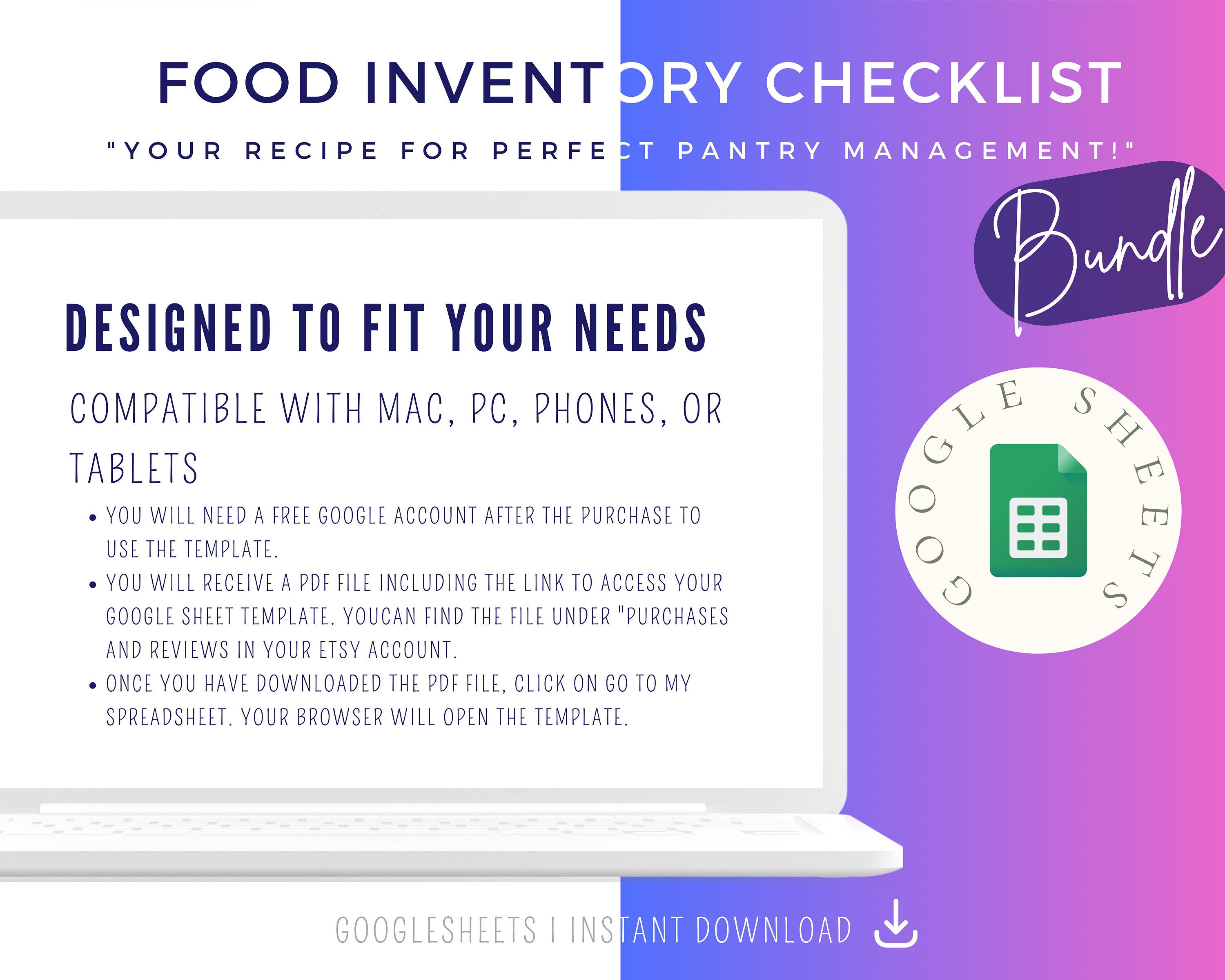 Pantry Inventory Tracker Spreadsheet Google Sheets Excel Food Inventory ...
