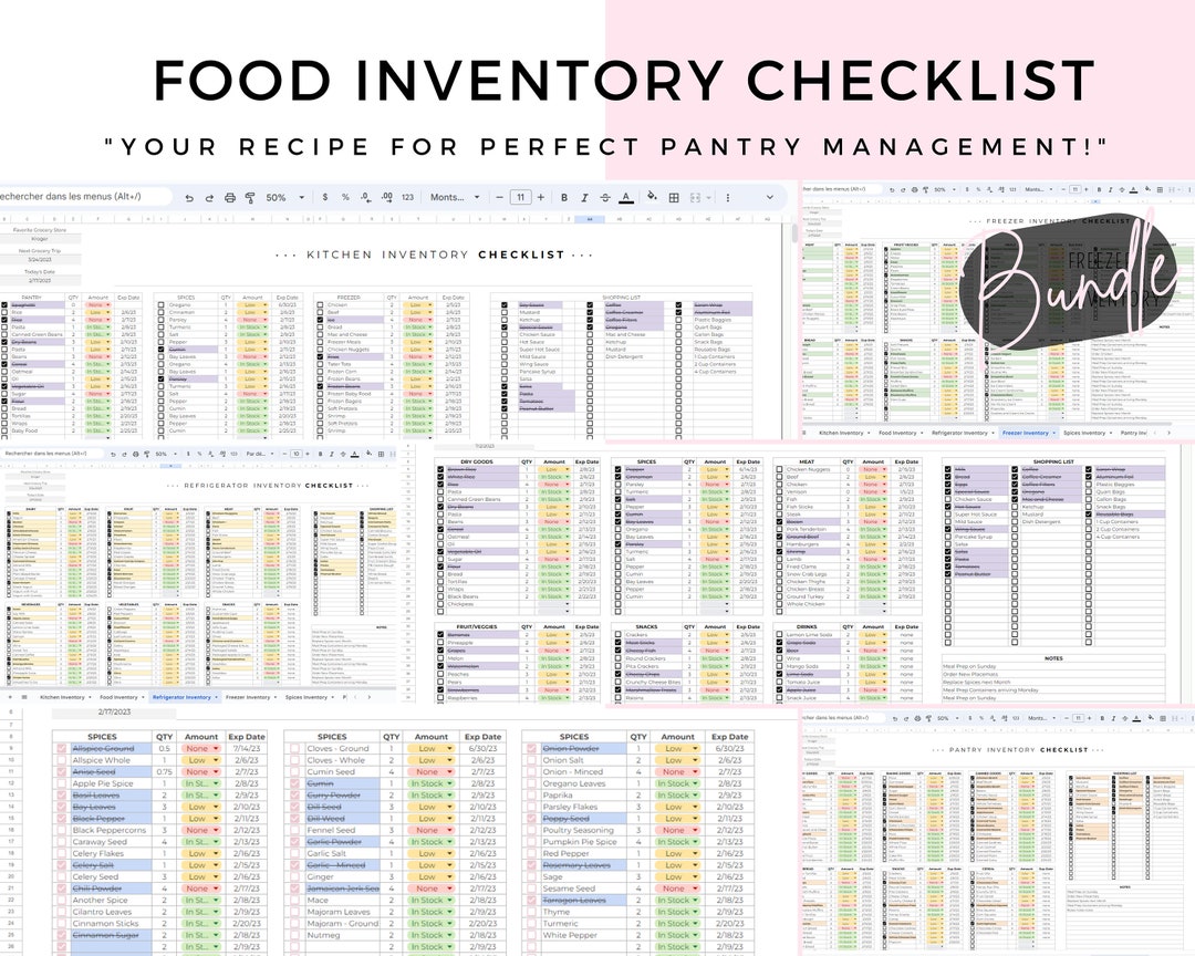 Food Inventory Tracker List, Kitchen Inventory,pantry Inventory ...