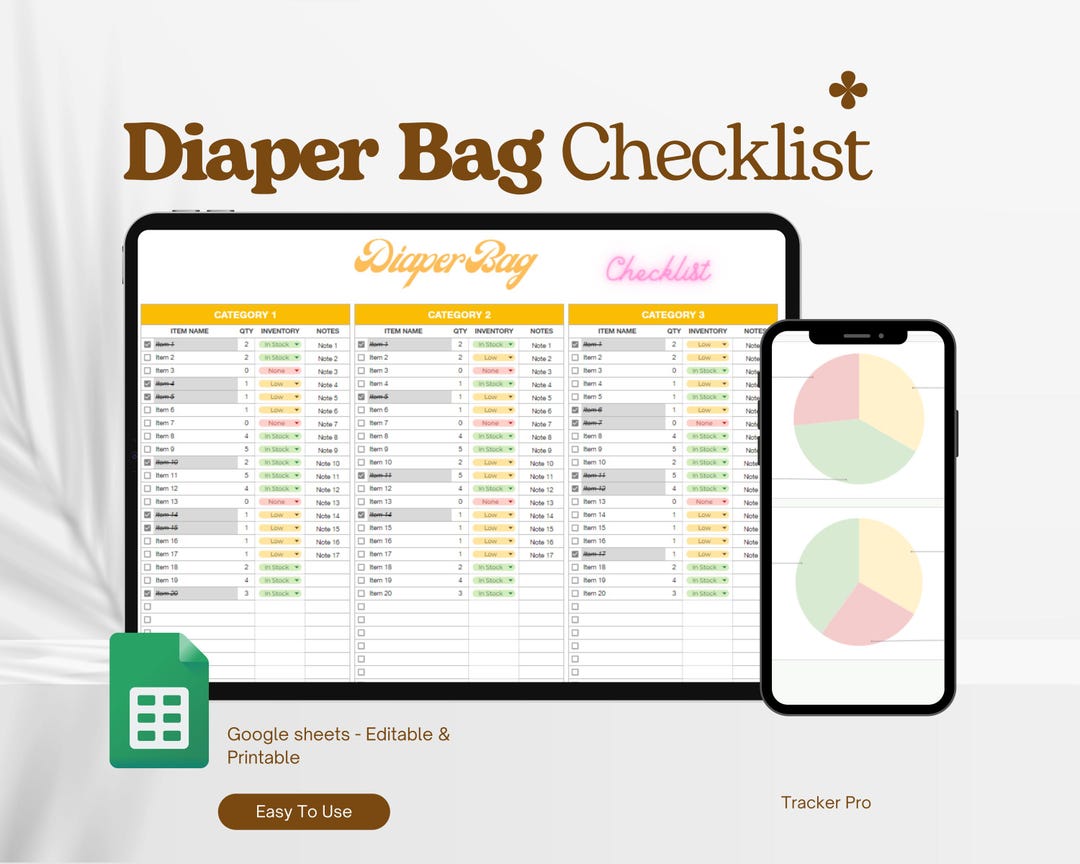 Diaper Bag Checklist, Baby Diaper Bag Essentials List Google Sheets ...