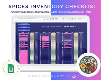 Spices Inventory List, Pantry Inventory Spreadsheet, Spice Inventory ...