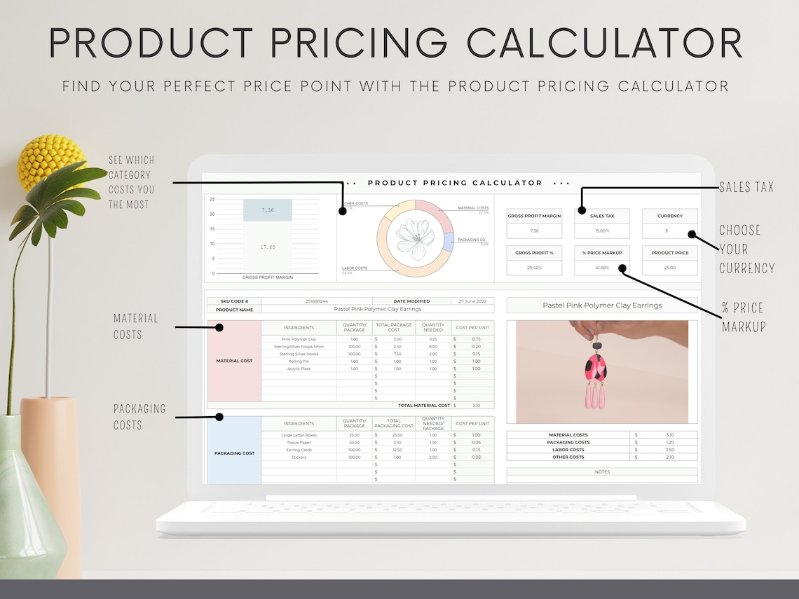 Product Pricing Calculator Spreadsheet for Excel and Google Sheets ...