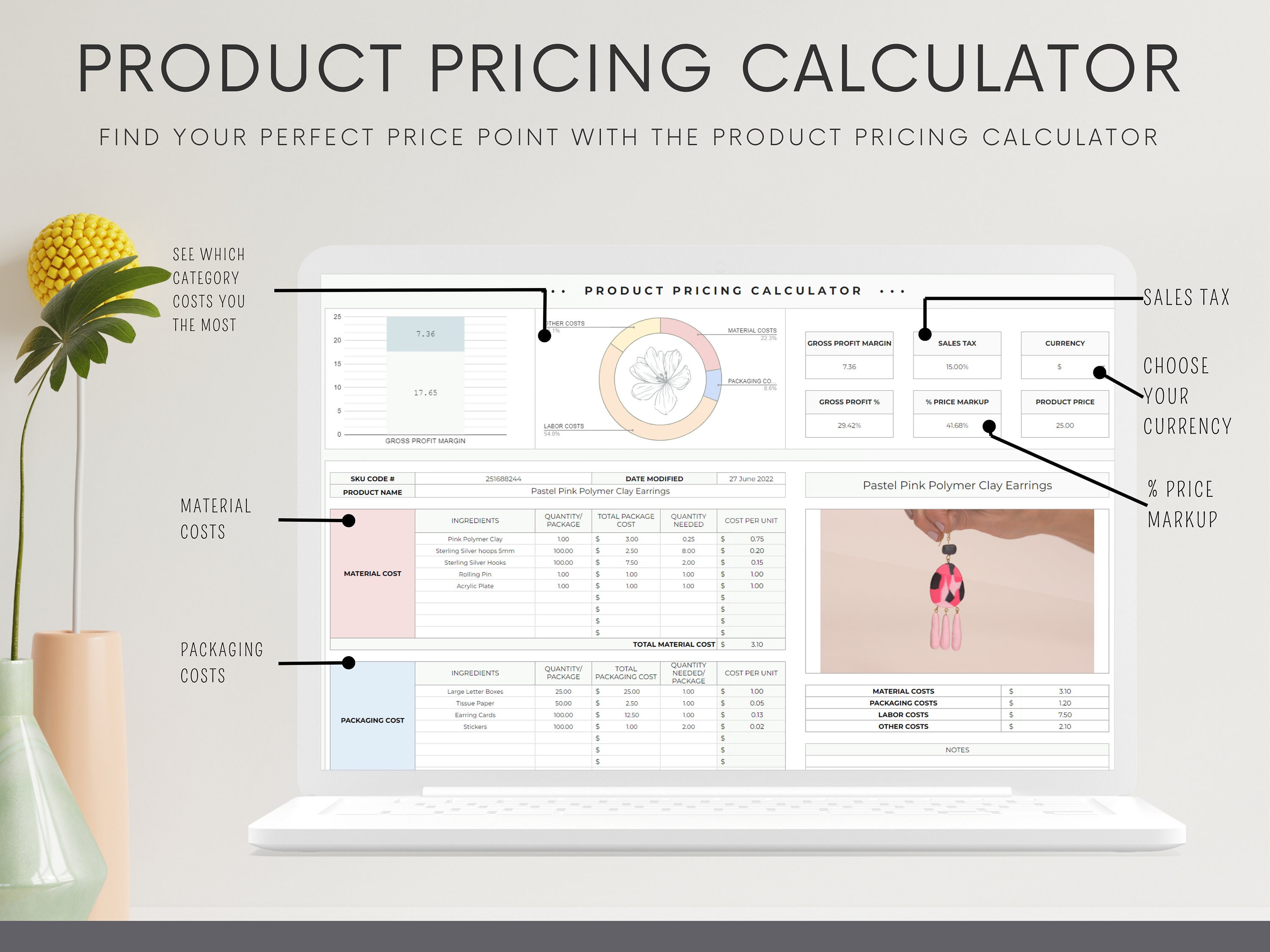 Product Pricing Calculator Spreadsheet for Excel and Google Sheets ...