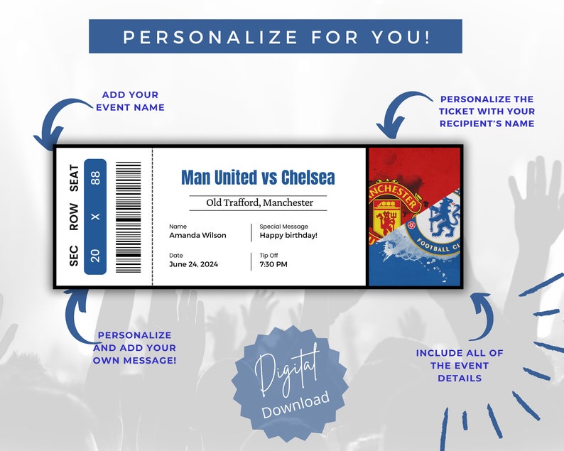 Editable Sports Ticket Template, DIY Sporting Ticket, Custom Sports ...