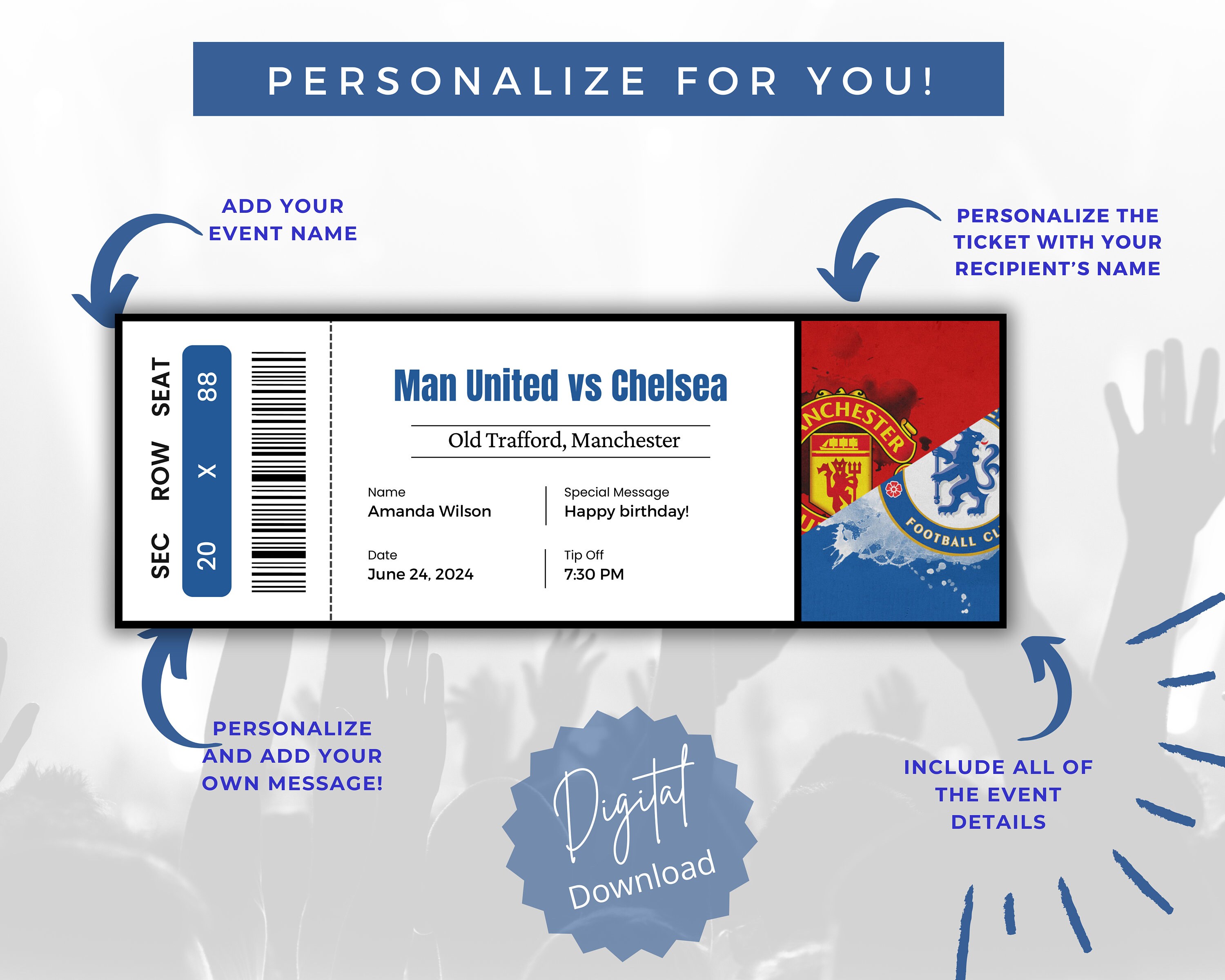 Editable Sports Ticket Template, DIY Sporting Ticket, Custom Sports ...