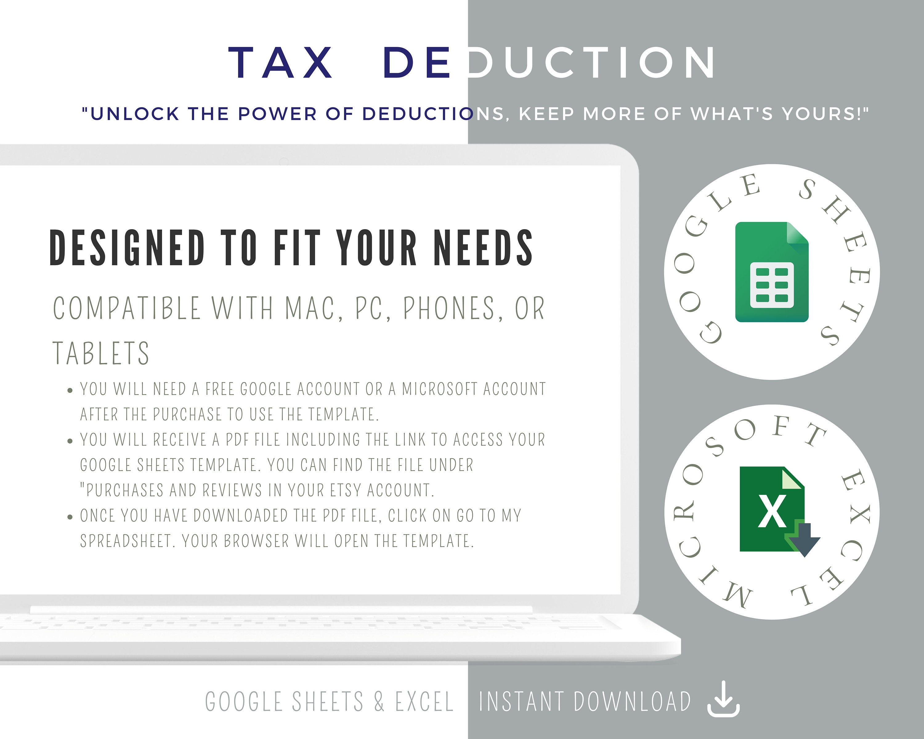 Tax Deduction Tracker Excel Spreadsheet, Editable Tax Deductions List ...