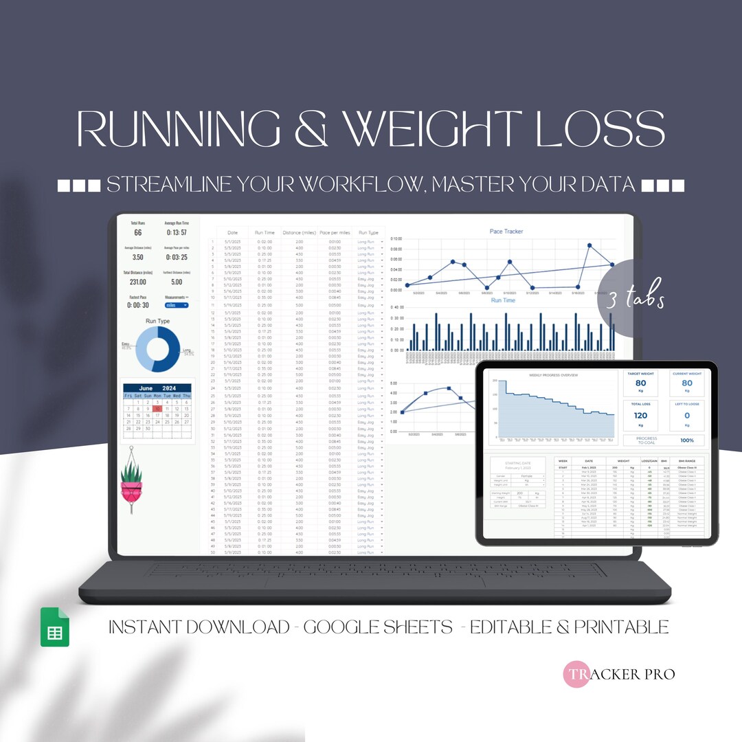 Weight Loss Tracker Excel, Weight Loss Tracker Google Sheets, Weight ...