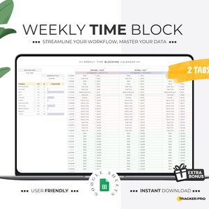 Time Blocking Planner Spreadsheet Google Sheets Template 24 Hour Weekly Schedule Time Blocking ...
